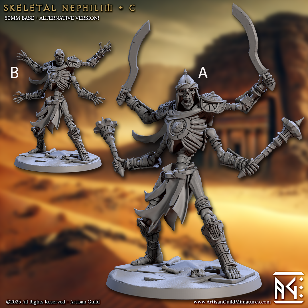 Skeletal Nephilim Undead Miniature Fantasy Miniature DnD 5E Figure ...