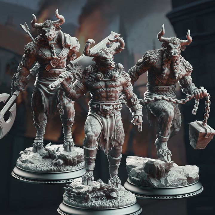 Minotaur Warriors Fantasy Miniature DnD 5e Figure Wargames – SYZGames