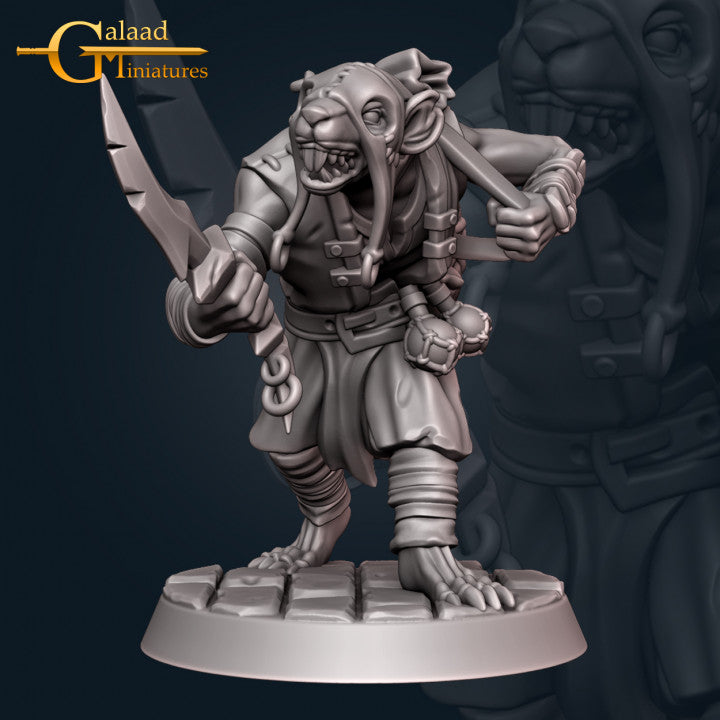 Wererat Ratfolk Rogue Fantasy Miniature DnD 5e Wargame Pathfinder TTRPG ...