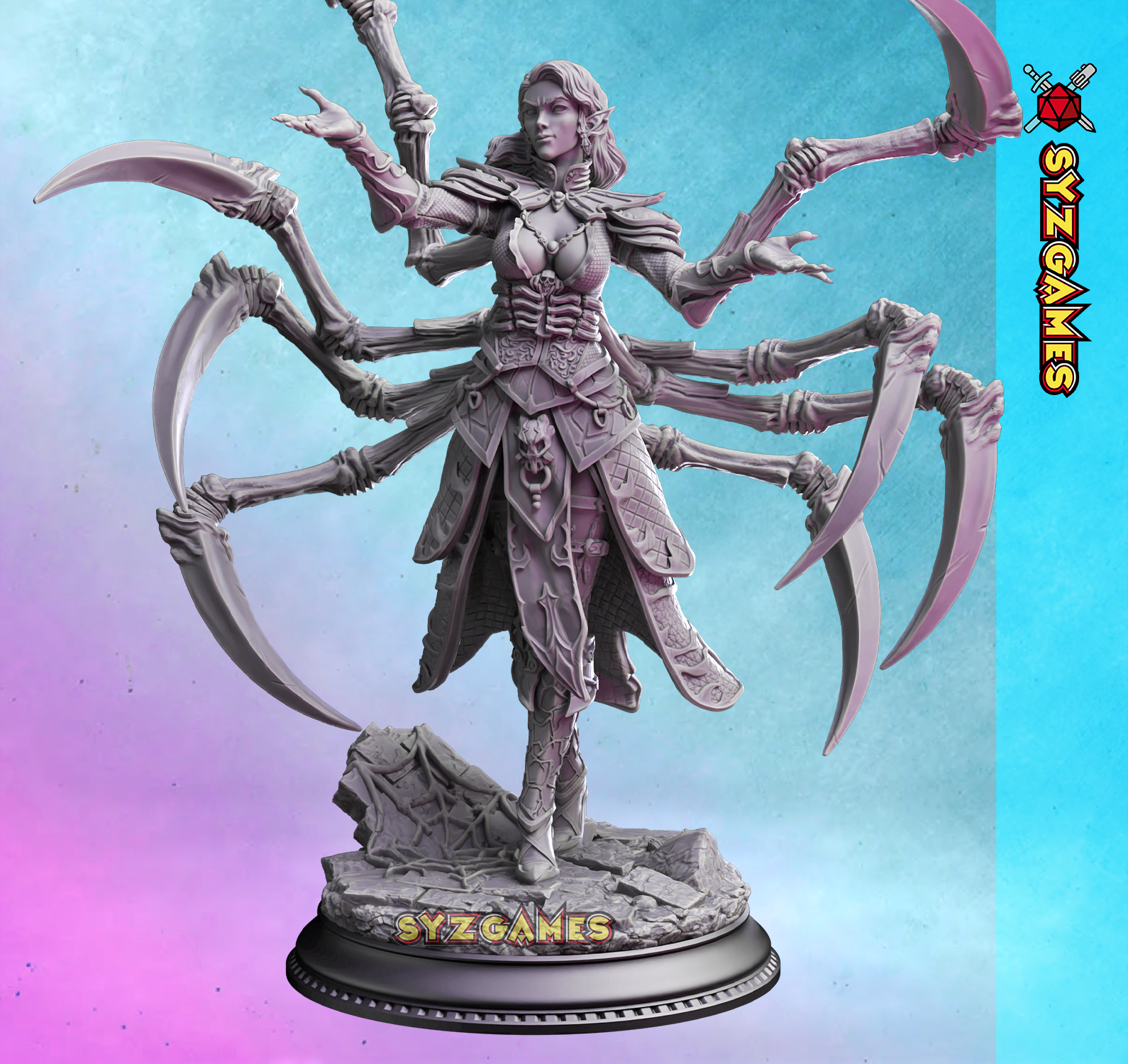 Ascended Spider Sorceress Drow Fantasy Mini DnD 5e Figure Wargames ...