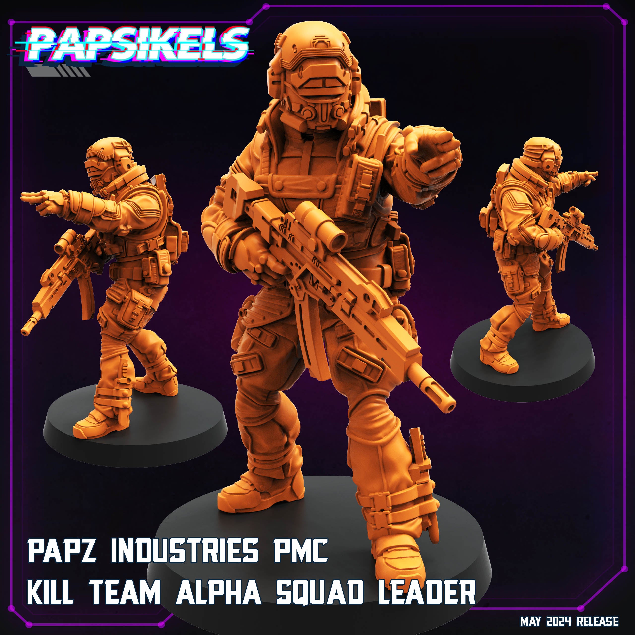 PAPZ Industries PMC Kill Team Leader Cyberpunk Sci-Fi Miniature RPG ...