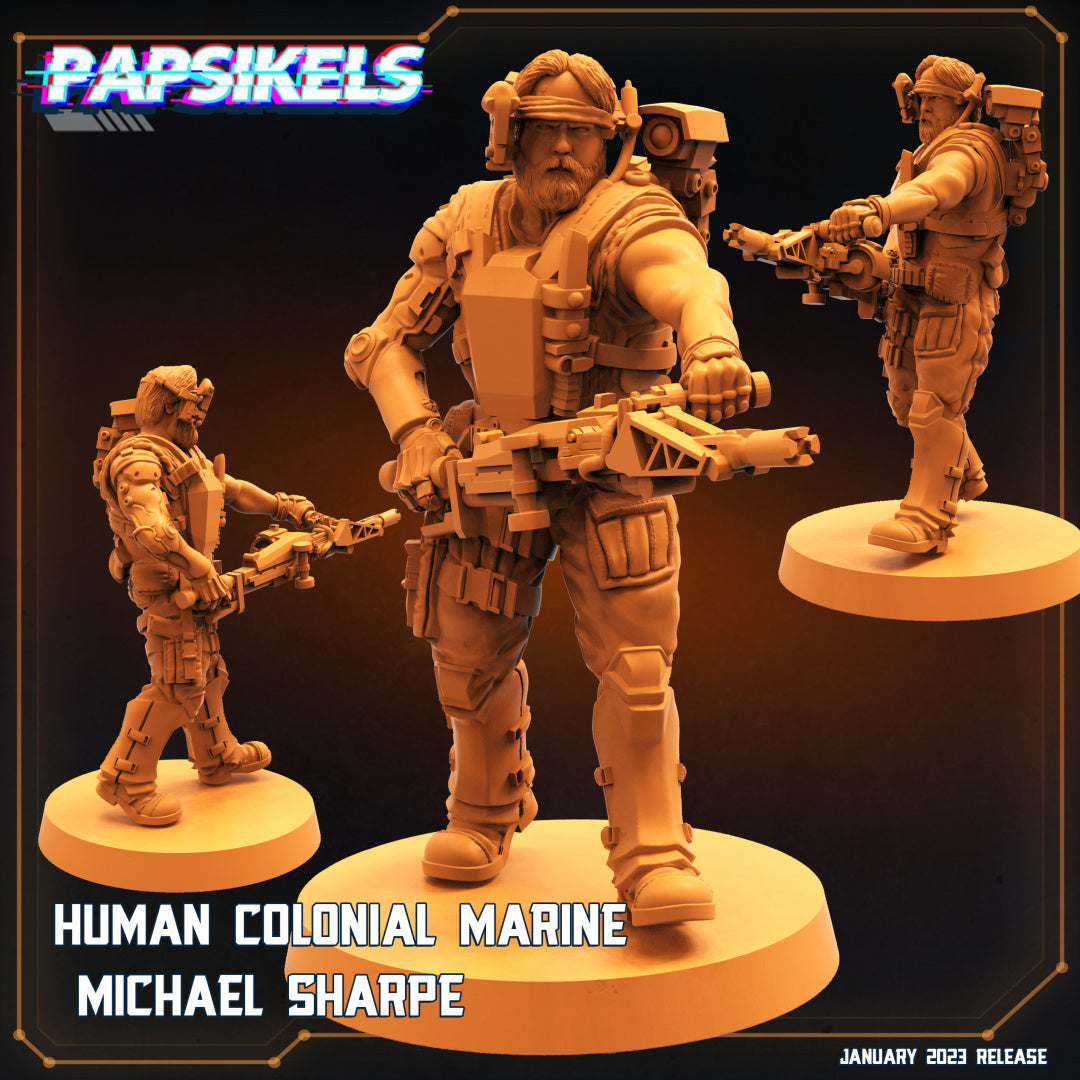 Human Colonial Marine Michael Sharpe Sci-Fi Miniature RPG Role Playing ...